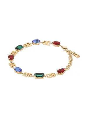 Dolce & Gabbana Logo-plaque Crystal Necklace - Gold