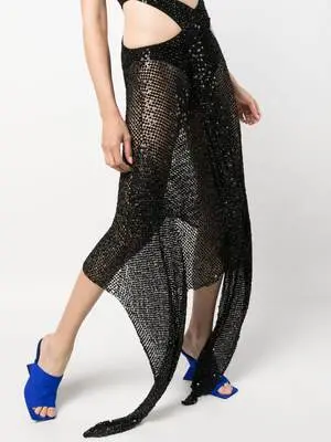 Attico Magnolia Sequin-embellished Net Dress