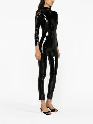 Alchemy Fashions Patent-effect Long-sleeve Jumpsuit