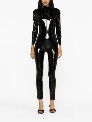 Alchemy Fashions Patent-effect Long-sleeve Jumpsuit