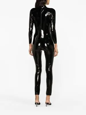 Alchemy Fashions Patent-effect Long-sleeve Jumpsuit