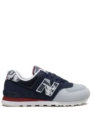 NEW BALANCE 574 Navy Camo Sneakers - Blue