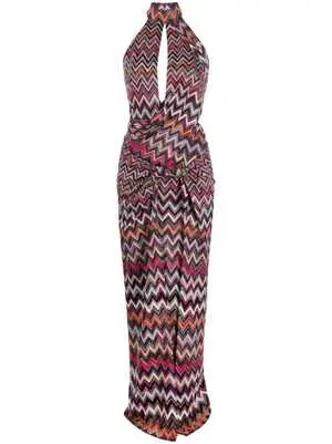 Missoni Zigzag-print Halterneck Maxi Dress - Black