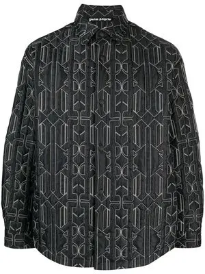 Palm Angels Monogram-quilted Shirt Jacket - Grey