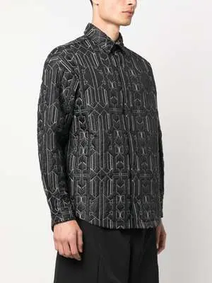 Palm Angels Monogram-quilted Shirt Jacket - Grey