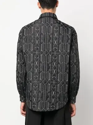 Palm Angels Monogram-quilted Shirt Jacket - Grey
