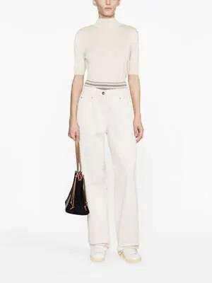 Brunello Cucinelli Striped-waistband Wide-leg Jeans