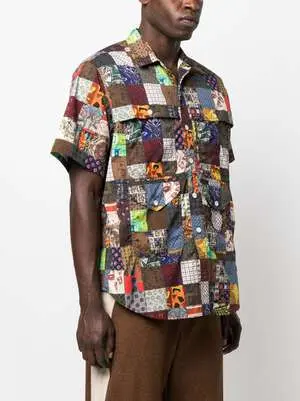 BEAMS Adventure Patchwork-print Shirt