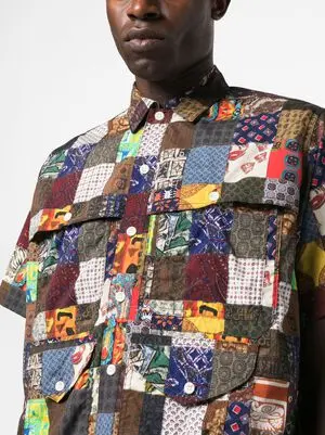 BEAMS Adventure Patchwork-print Shirt