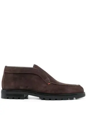 Santoni Calf Suede Almond-toe Loafers