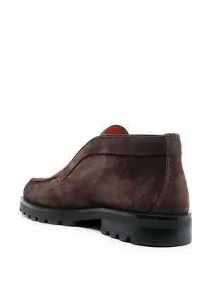 Santoni Calf Suede Almond-toe Loafers