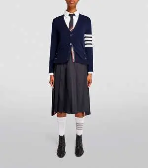 Thom Browne Pleated Midi Skirt - Navy