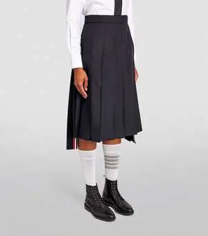 Thom Browne Pleated Midi Skirt - Navy
