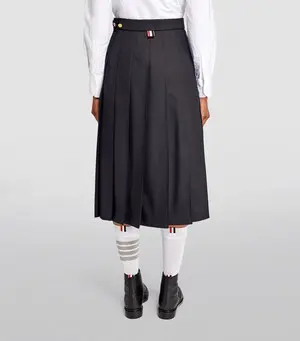 Thom Browne Pleated Midi Skirt - Navy