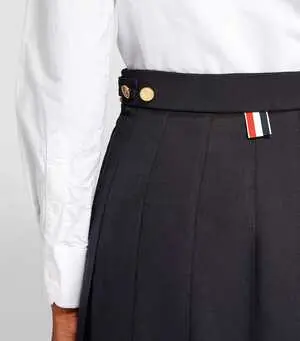 Thom Browne Pleated Midi Skirt - Navy