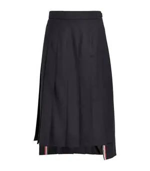 Thom Browne Pleated Midi Skirt - Navy