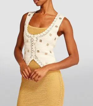 Sandro Crochet Waistcoat Tank Top