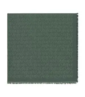 Saint Laurent Silk-wool Logo-jacquard Scarf - Green