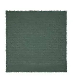 Saint Laurent Silk-wool Logo-jacquard Scarf - Green