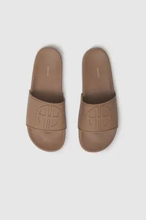 ANINE BING Isla Slides - Camel Monogram