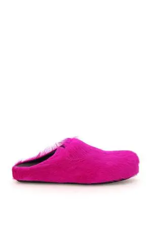Marni MARNI CALF FUR CLOGS - Fuchsia