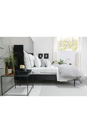 POM POM AT HOME Copenhagen Windowpane Check Cotton Blanket - White/grey