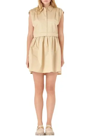 English Factory Pleated Shoulder Shirtdress