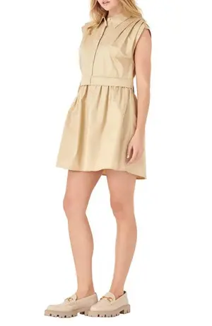 English Factory Pleated Shoulder Shirtdress