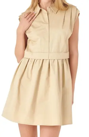 English Factory Pleated Shoulder Shirtdress
