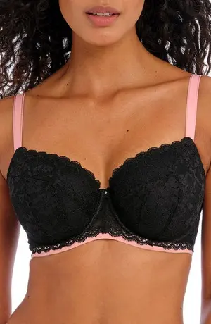 Freya Offbeat Underwire Padded Half Cup Bra - Black