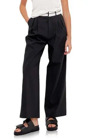 GREY LAB Contrast Waist Wide Leg Pants