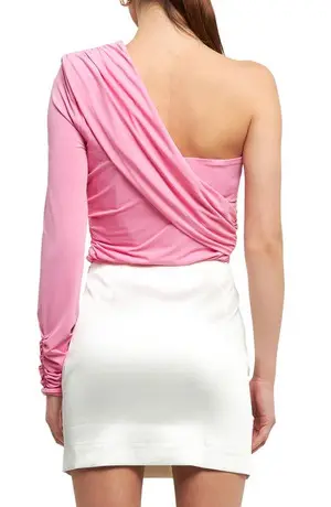 Endless Rose Shirred One-shoulder Top
