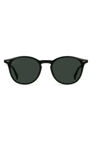 Raen Basq 50mm Polarized Round Sunglasses - Recycled Black/green Polar