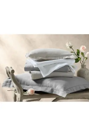 MATOUK Roman Hemstitch Linen Duvet Cover - Platinum