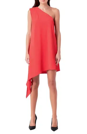 Endless Rose One-shoulder Asymmetric Dress - Red