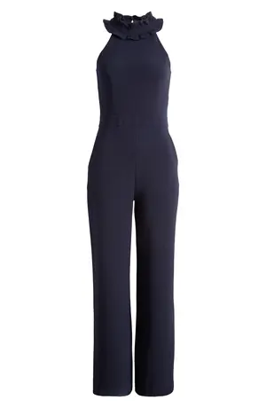Eliza J Ruffle Halter Neck Jumpsuit