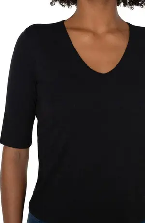LIVERPOOL Double Layer V-neck Rib Top