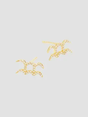 Saks Fifth Avenue Collection 14k Yellow Gold & 0.07 Tcw Diamond Zodiac Stud Earrings - Aquarius