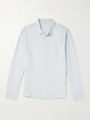 JAMES PERSE Garment-dyed Linen Shirt - Blue