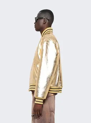 Rhude Metallic Leather Bomber Jacket