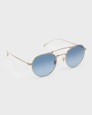 Oliver Spencer Oliver Peoples The Reymont Titanium Aviator Sunglasses Blue