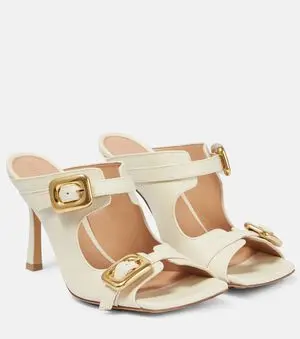 Bottega Veneta Stretch Buckle Leather Mules - Beige