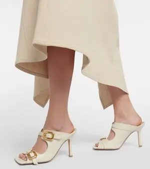 Bottega Veneta Stretch Buckle Leather Mules - Beige