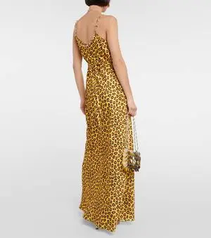 Rabanne Chain-detail Leopard-print Slip Dress - Multicoloured