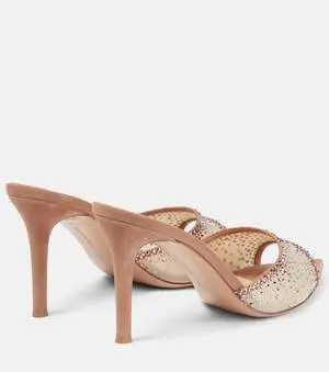GIANVITO ROSSI Rania Embellished Mesh And Suede Mules