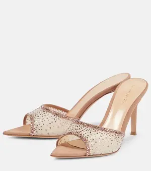 GIANVITO ROSSI Rania Embellished Mesh And Suede Mules