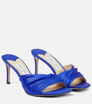 JIMMY CHOO Basil 75 Jersey And Leather Mules - Purple