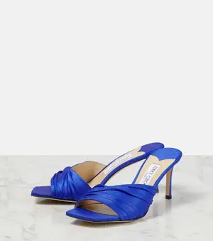 JIMMY CHOO Basil 75 Jersey And Leather Mules