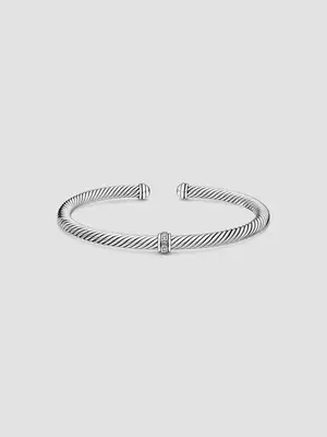 David Yurman Cable Classics Center Station Bracelet With Pavé Diamonds - Sterling Silver