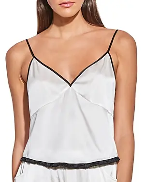 FLEUR DU MAL Ruffle Trim Camisole Ivory/black